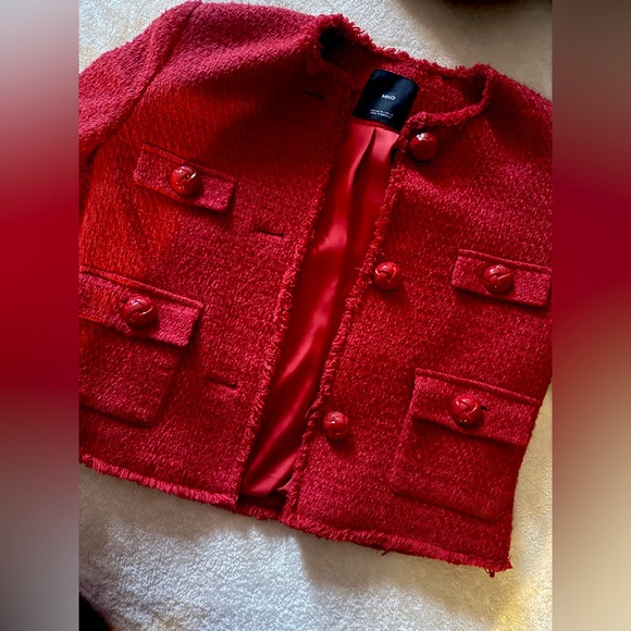 Mango | Jackets & Coats | Mango Red Tweed Jacket | Poshmark